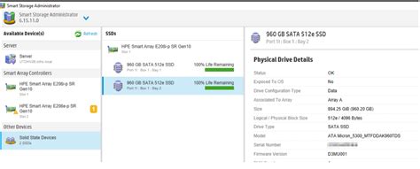 Monitor SSD Life Remaining HPE Smart Array Smart Storage Administrator General Checkmk