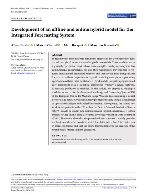 Pdf Development Of An Offline And Online Hybrid Model For The Integrated Forecasting System