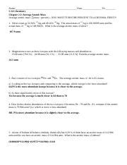 Calculating Average Atomic Mass Docx Name Date TS CAS Chemistry Chapter