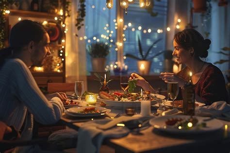 Premium Photo Man Surprising His Partner With A Homemade Dinner