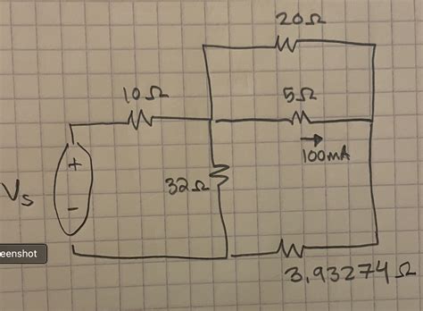 Solved Solve For The Missing Voltage Value V Sub S Chegg Com