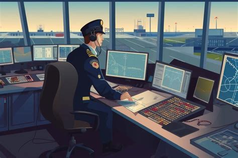 Premium Ai Image Air Traffic Controller Managing Busy Airspace