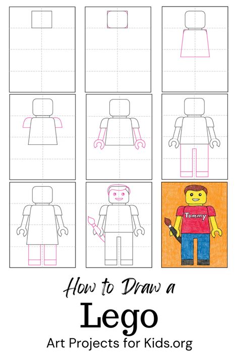 Easy How To Draw A Lego Tutorial Video And Lego Coloring Page Lego Lego Coloring Pages Lego