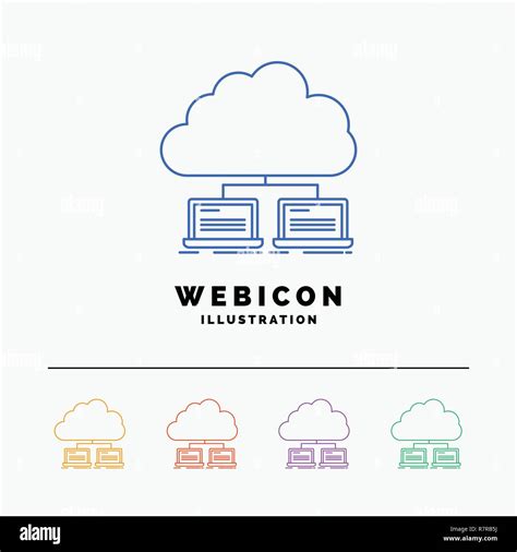 Cloud Network Server Internet Data 5 Color Line Web Icon Template
