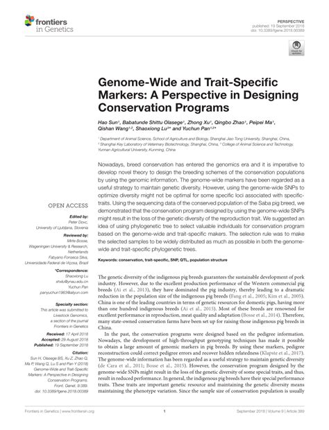 Pdf Genome Wide And Trait Specific Markers A Perspective In