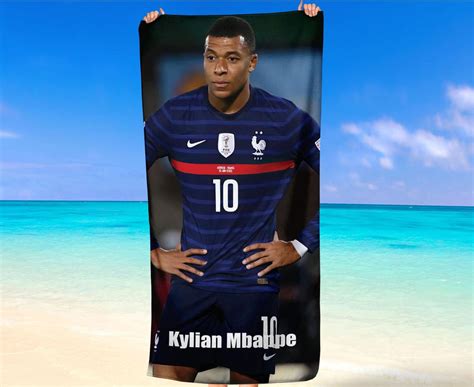 Kylian Mbappe French Football Player Beach Towel Soccer T Etsy