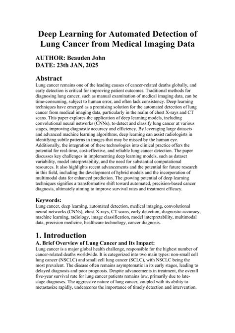 Pdf Deep Learning For Automated Detection Of Lung Cancer From Medical Imaging Data