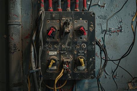 A Detailed View Of A Switchboard With Various Wires And Components