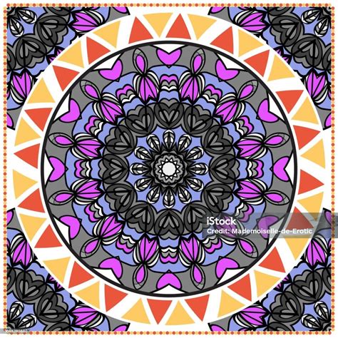 추상적인 손으로 디자인 꽃 색상 만다라 패턴 장식 요소와 함께 그려 벡터 일러스트입니다 카드 목도리 손수건 패션에 대 한 서식