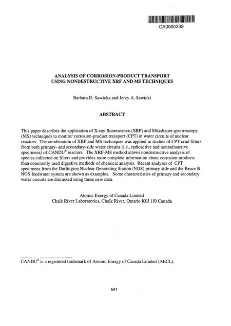 Pdf Analysis Of Corrosion Product Transport Using Non Destructive Xrf