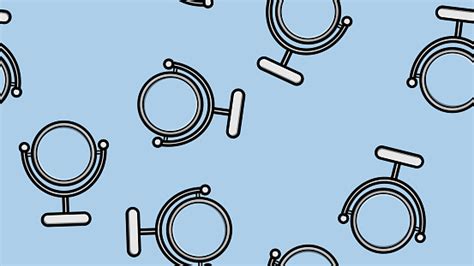 파란색 배경에 스탠드에 유리 거울의 메이크업 및 화장품 응용 프로그램에 대한 아름다운 아름다움 항목의 끝없는 원활한 패턴 벡터