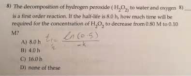 Solved The Decomposition Of Hydrogen Peroxide H 2o 2 To