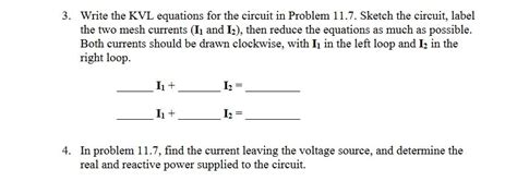 Solved Write The Kvl Equations For The Circuit In Problem