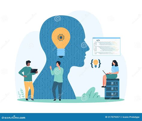 Programming With AI Tiny People And Digital Brain With Circuit And