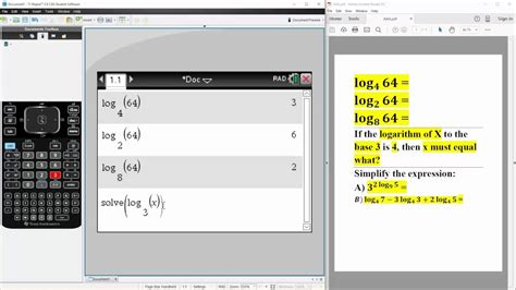 precal logarithmic functions ti nspire cx cas youtube