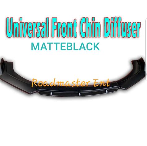 Matte Black Version 2 Car Universal Front Bumper Lip Chin Diffuser Front Chin Diffuser Body