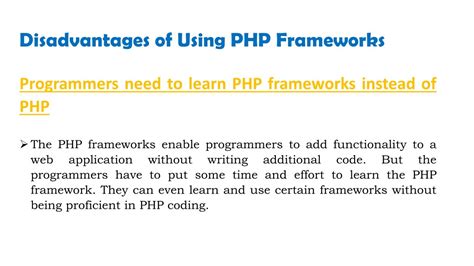 Ppt Advantages And Disadvantages Of Php Frameworks Powerpoint Presentation Id7886974