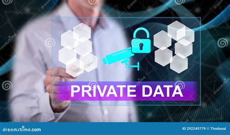 Man Touching A Private Data Concept Stock Image Image Of Protect Protection
