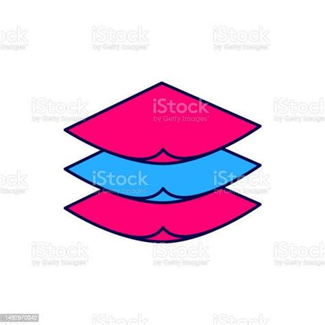 흰색 배경에 격리 된 층 의류 직물 아이콘을 채워진 윤곽층 직물 의 요소 특징 벡터 0명에 대한 스톡 벡터 아트 및 기타 이미지