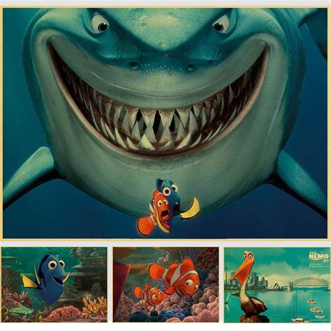 Cartoon Movie Finding Nemo Marlin Dory Nemo Bruce Vintage Paper Poster My Xxx Hot Girl