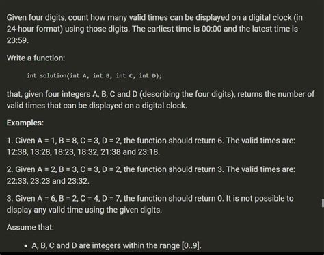 Solved Given Four Digits Count How Many Valid Times Can Be