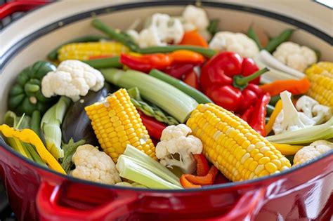 Premium Photo Tasty Corn And Colorful Garden Vegetable Broth