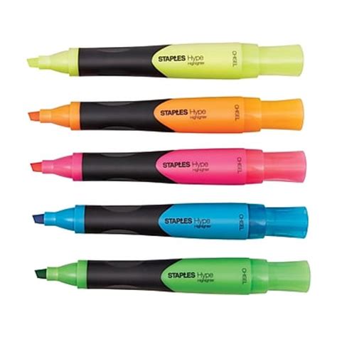 Staples Hype Tank Assorted Highlighters With Grip And Chisel Tip 5 Ct