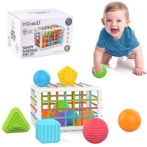 Ingooood Baby Shape Sorting Toy Sensory Sorting Bin With Elastic Bands Montessori Toys For
