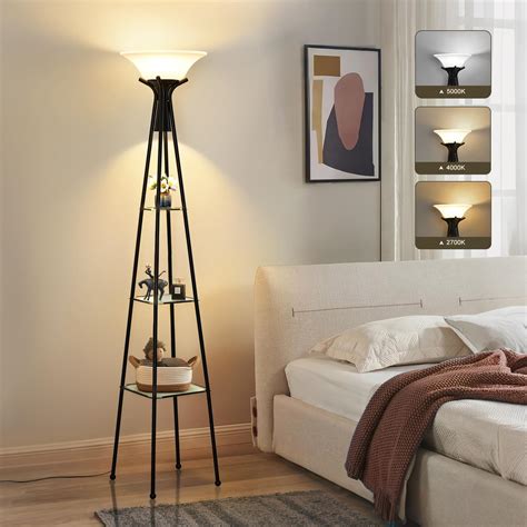 Glass Floor Lamp With Shelf Modern Floor Lamp W Shelves And