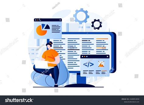 Software Development Concept People Scene Flat Stock Illustration 2189953059 Shutterstock