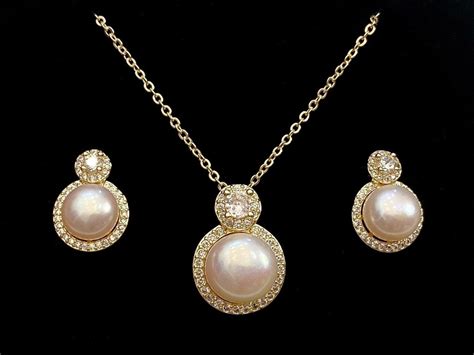 Jewelry Sets Pearl Earrings Pearl Jewelry Set Bridesmaids Pearl Necklace And Earring Set