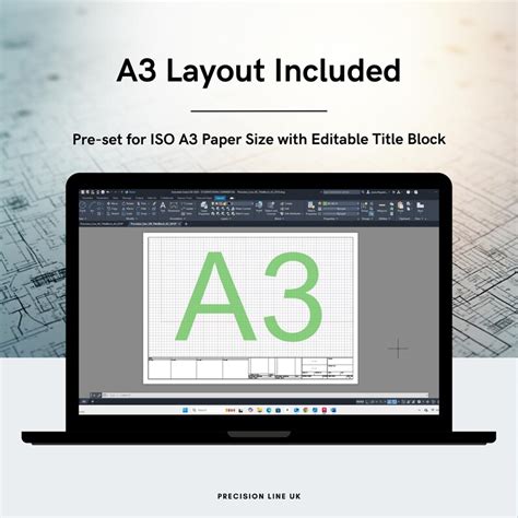 Autocad Iso A3 Title Block Template Editable Dwg Layout Digital
