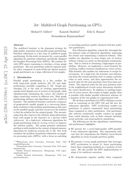 Pdf Jet Multilevel Graph Partitioning On Gpus