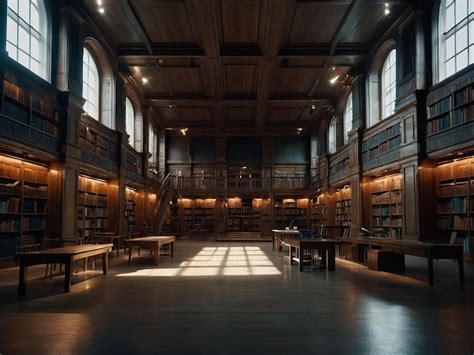 Empty Library Premium Ai Generated Image