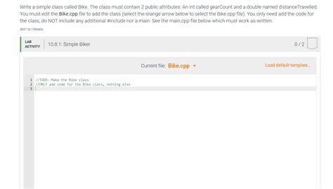 Solved Write A Simple Class Called Bike The Class Must