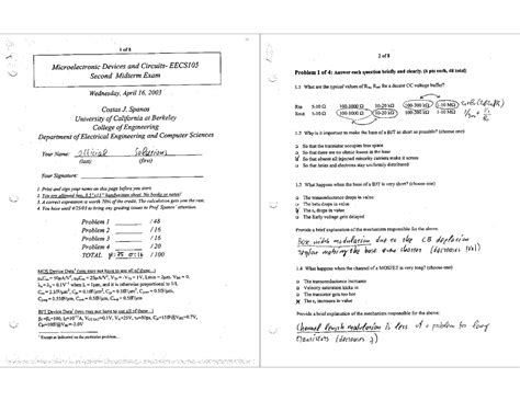 Mos Device Microelectronic Devices And Circuits Solved Exam Docsity