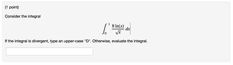 solved 1 point for each of the following integrals give a