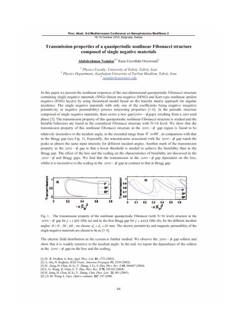 Pdf Transmission Properties Of A Quasiperiodic Nonlinear Fibonacci Structure Composed Of
