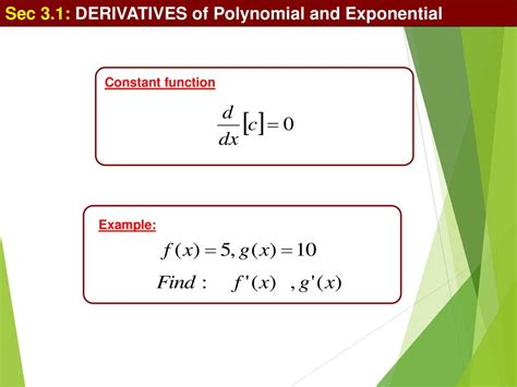 Sec 3 1 Derivatives Of Polynomial And Exponential Ppt Download