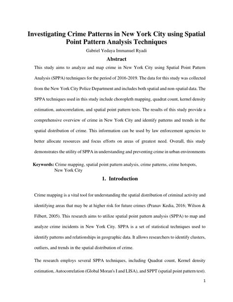 Pdf Investigating Crime Patterns In New York City Using Spatial Point