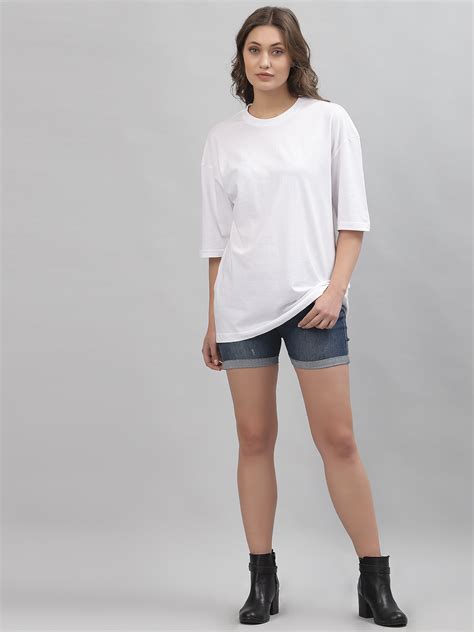White Plain Oversized Tee For Women