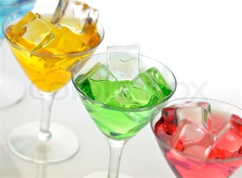 Glasses Of Colorful Cold Drinks Close Stock Image Colourbox