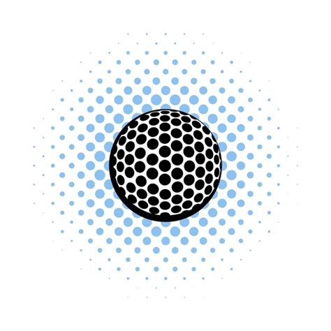 흰색 배경에 만화 스타일의 골프 공 아이콘 프리미엄 벡터