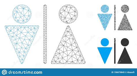 Wc Persons Vector Mesh Wire Frame Model And Triangle Mosaic Icon Stock Vector Illustration Of