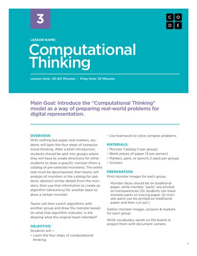 Computational Thinking Exam With Solution And Classroom Ct Activities