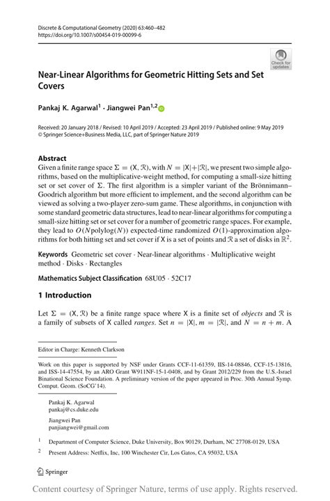 Near Linear Algorithms For Geometric Hitting Sets And Set Covers