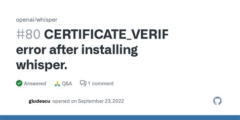 Certificateverifyfailed Error After Installing Whisper · Openai