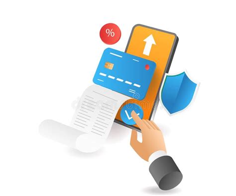 Flat Isometric 3d Illustration Online Payment Security Stock