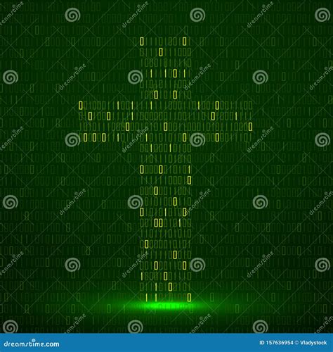 Abstract Sign Coss Of Binary Code With Neon Light Stock Vector