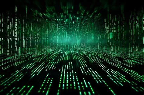 Generative Ai Image Of Abstract Modern Technology Background With Green Binary Data On Screen